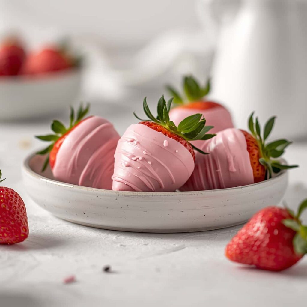 Pink Chocolate Covered Strawberries